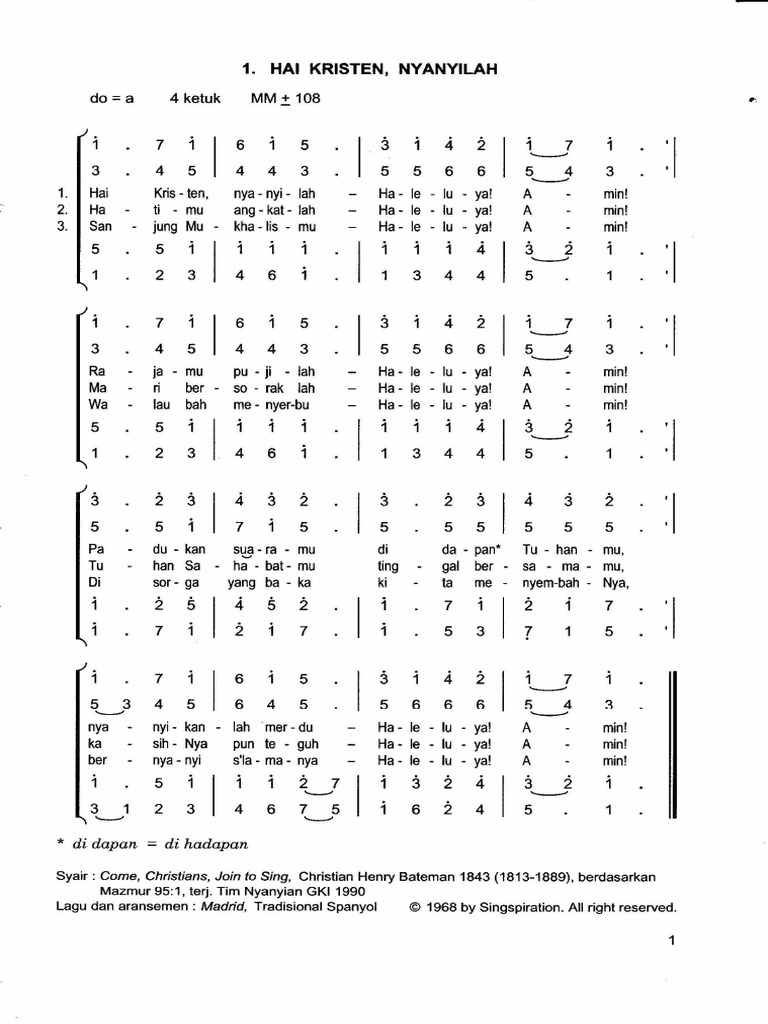 NKB 1 Hai Kristen, Nyanyilah | PDF