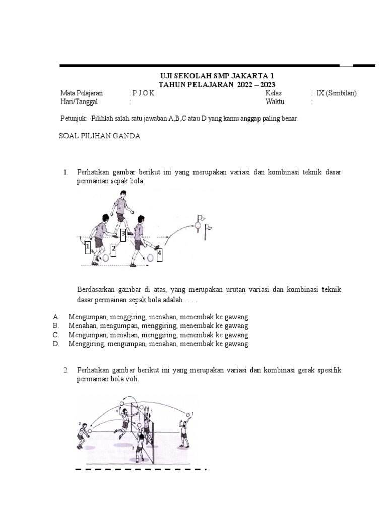 SOAL US PENJAS KLS 9 2023 | PDF