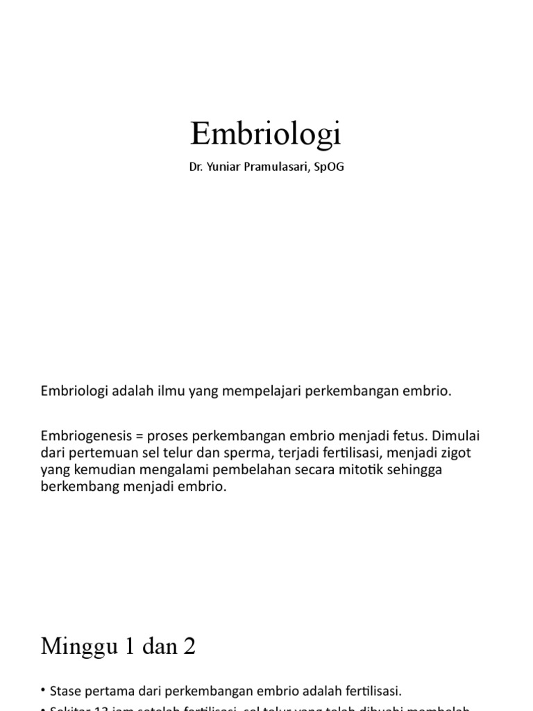 Proses Dasar Embriologi Manusia | PDF | Pengembangan Diri