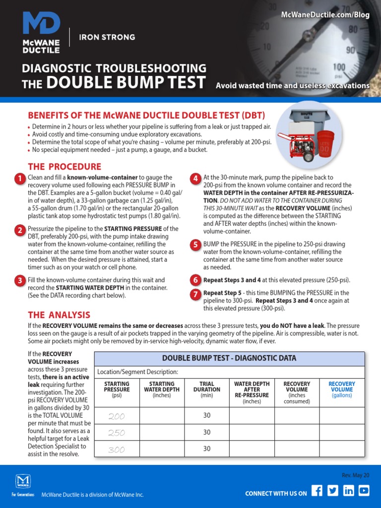 Double Bump Test: Leak Detection Guide | PDF | Pressure | Pipeline ...