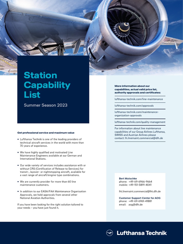 Station Capability List Summer Season 2023 | PDF | Transport | Airliner