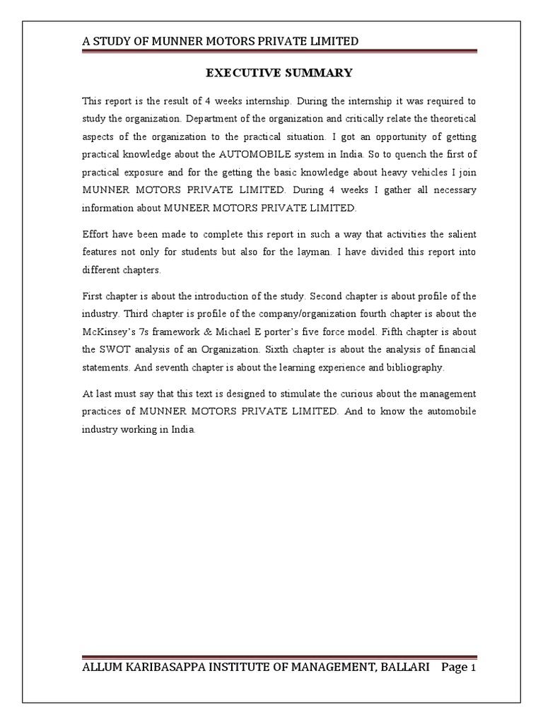 Munner Motors Private Limited - Final 1 | PDF | Economies | Business