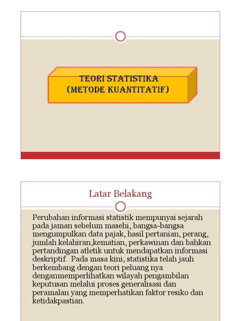 Teori dan Metode Statistika Kuantitatif | PDF