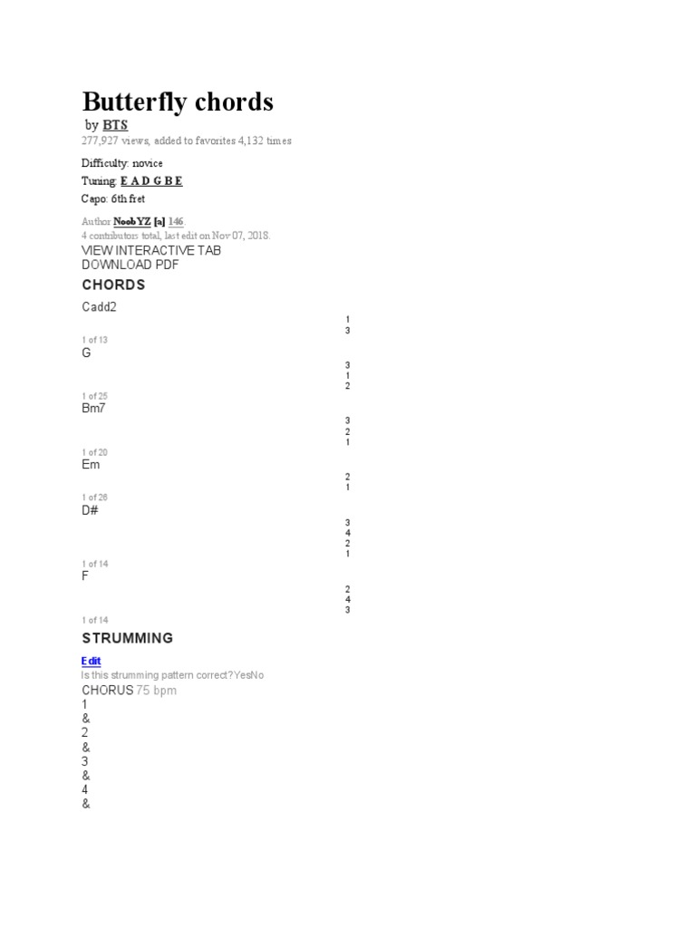 Butterfly Chords | PDF | Necked Lutes | Elements Of Music