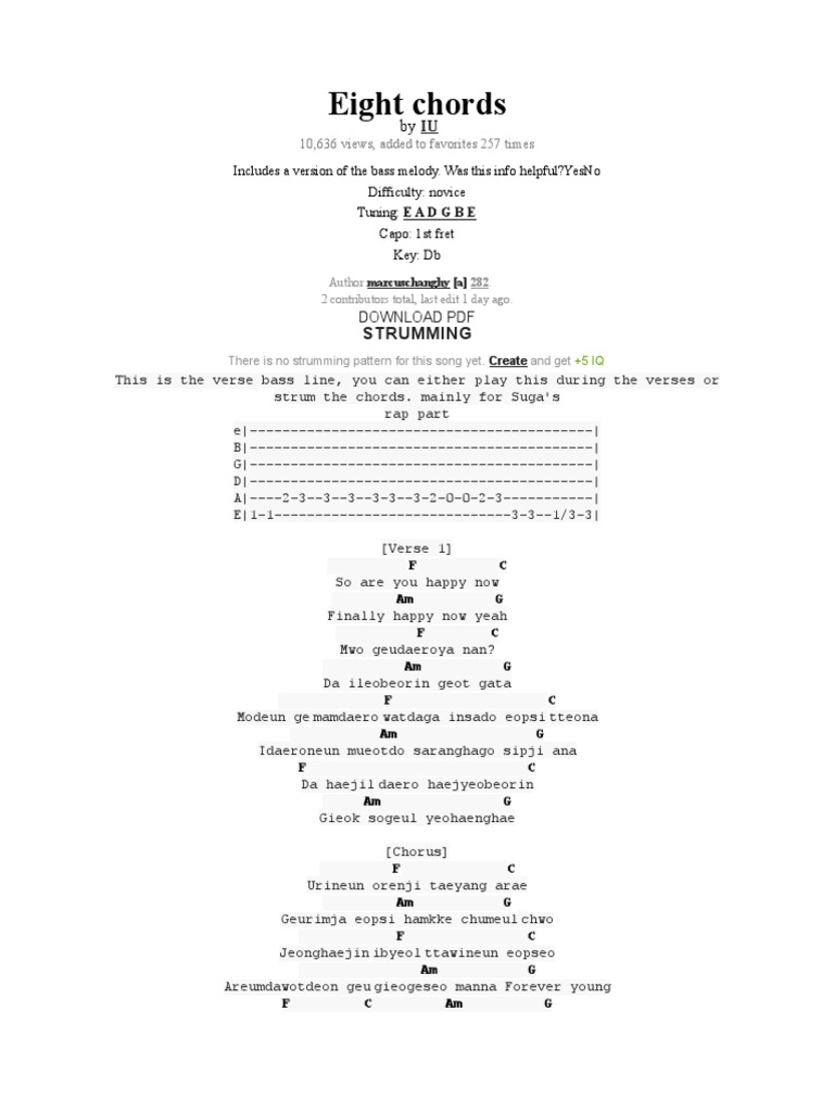 Eight Chords | PDF | Performing Arts | Chordophones