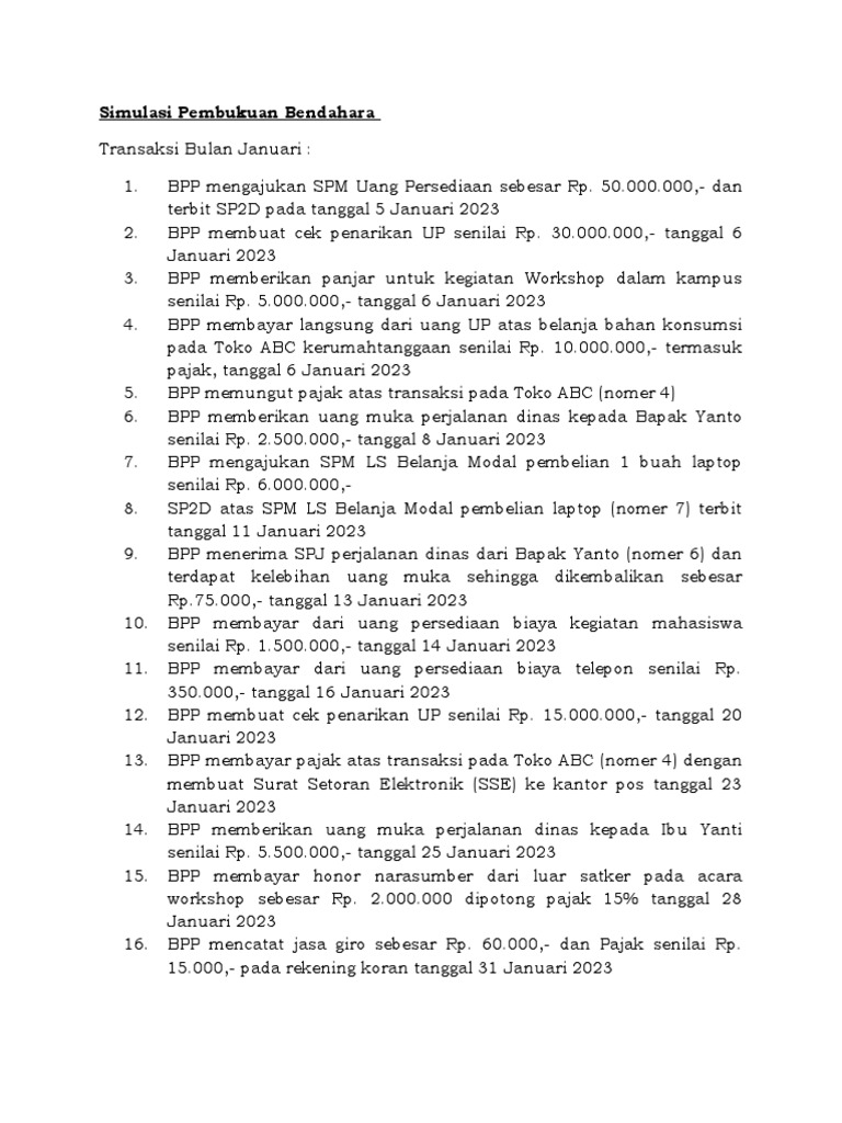 DENDE - Simulasi Pembukuan Bendahara | PDF