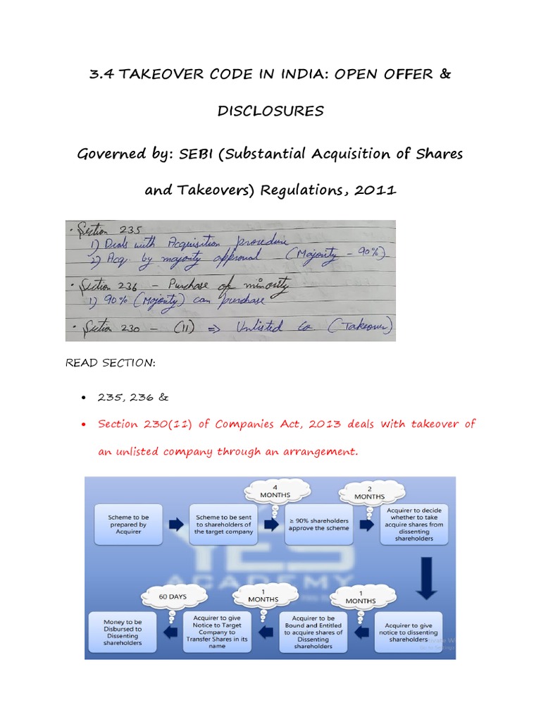 Takeover Code in India | Download Free PDF | Takeover | Stocks
