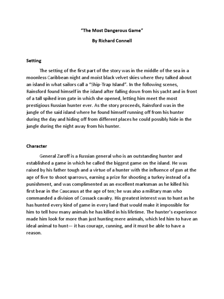 The Most Dangerous Game | PDF