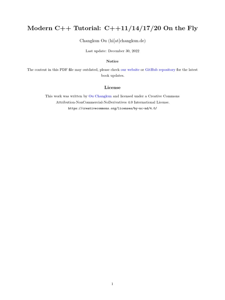 Modern C++ Tutorial C++11!14!17 - 20 On The Fly - Modern-cpp-tutorial-En-us | PDF | C++ ...