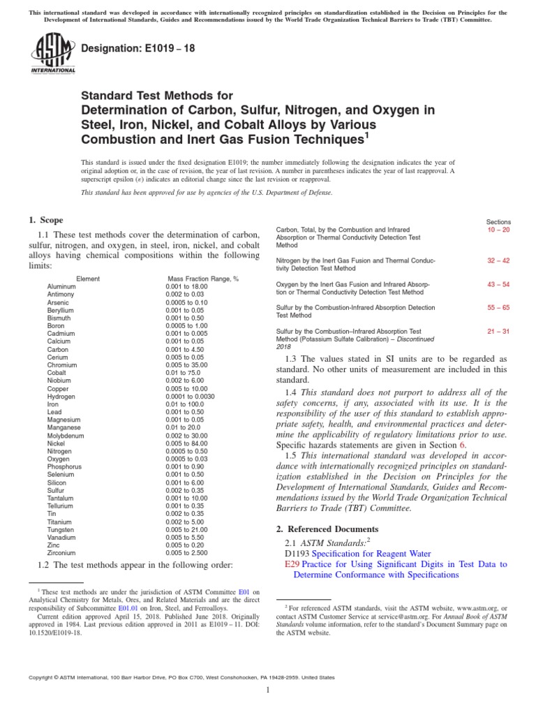 Determination of Carbon, Sulfur, Nitrogen, and Oxygen in Steel, Iron ...
