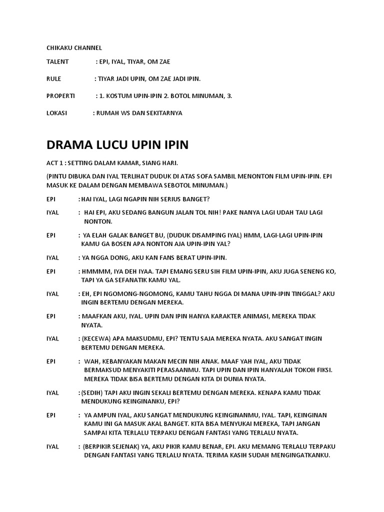 Drama Lucu Upin - Ipin | PDF | Agama & Spiritualitas