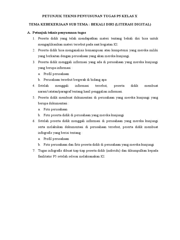 Juknis P5 X - Bekali Diri (Literasi Digital) | PDF | Karier & Perkembangan | Seni