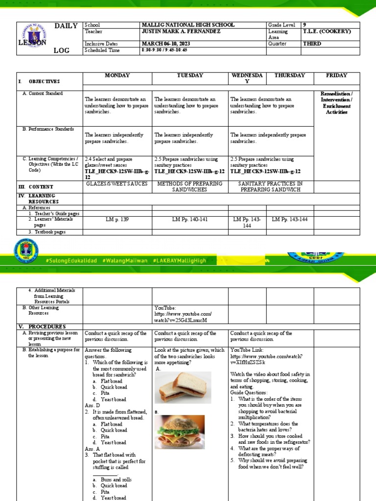 Q3 DLL Tle 9 W4 | PDF | Breads | Candy