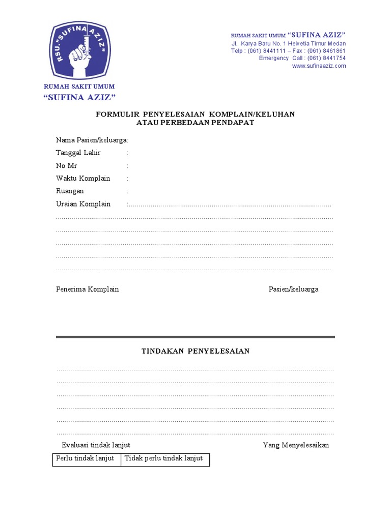 Form Komplain | PDF