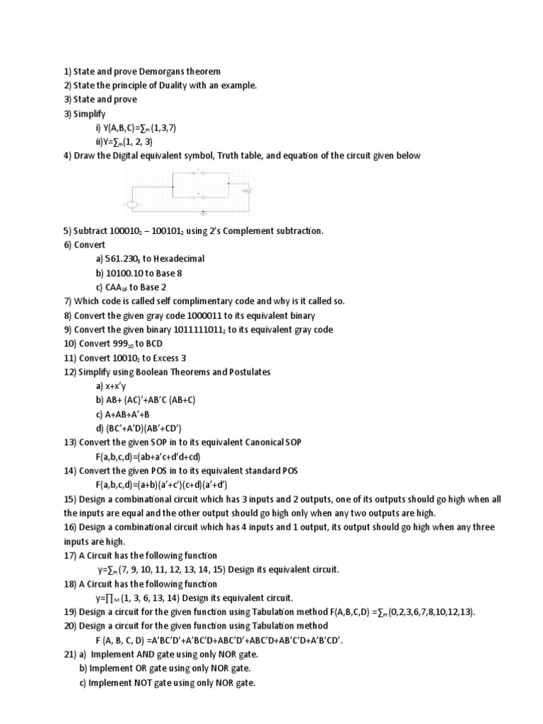 DE Question Bank | PDF | Logic Gate | Computing