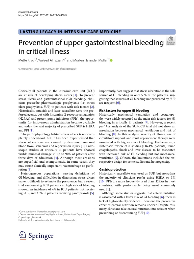 Prevention of Upper Gastointestinal Bleeding in Critical Illness | PDF ...