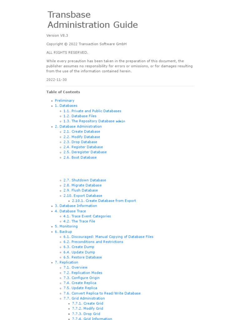 Transbase Administration Guide | PDF | Replication (Computing) | Databases