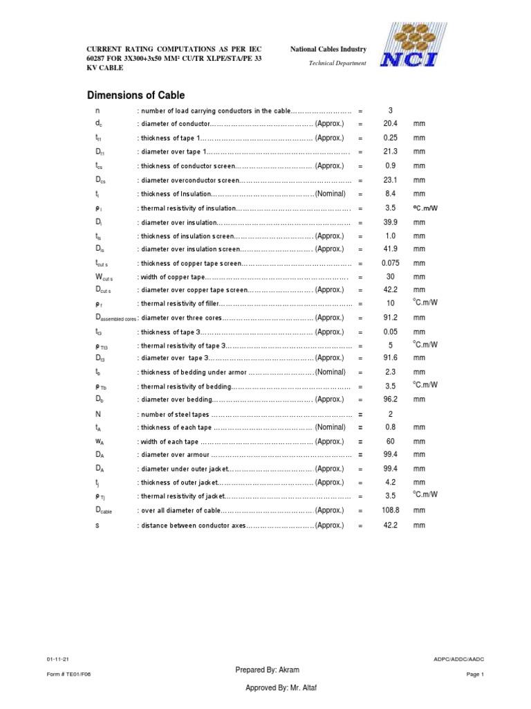33 KV 3x300 +3x50 Mm2 CU 6 Cables Current | PDF | Electrical Resistance And Conductance ...