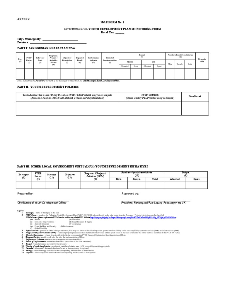 Youth Development Plan Monitoring Form | PDF | Government