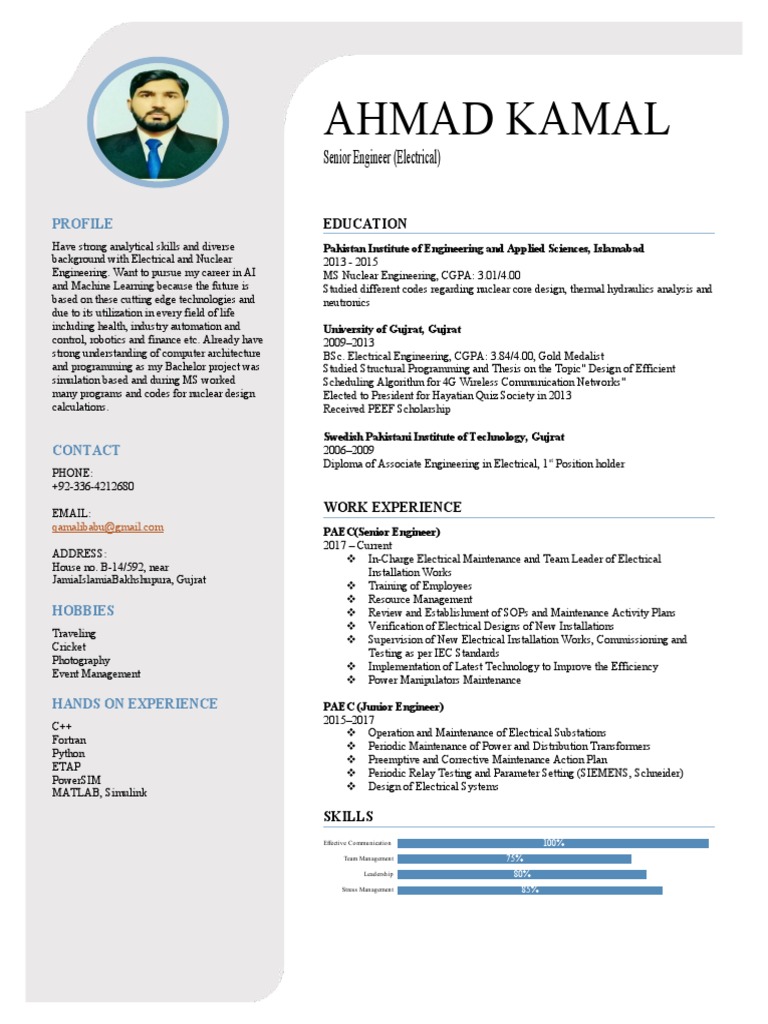 Senior Electrical Engineer Profile | PDF | Engineering | Computer ...