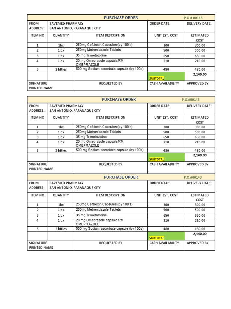 Purchase Order | PDF | Drugs | Pharmacy