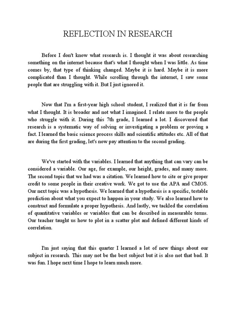 Reflection in Research | PDF