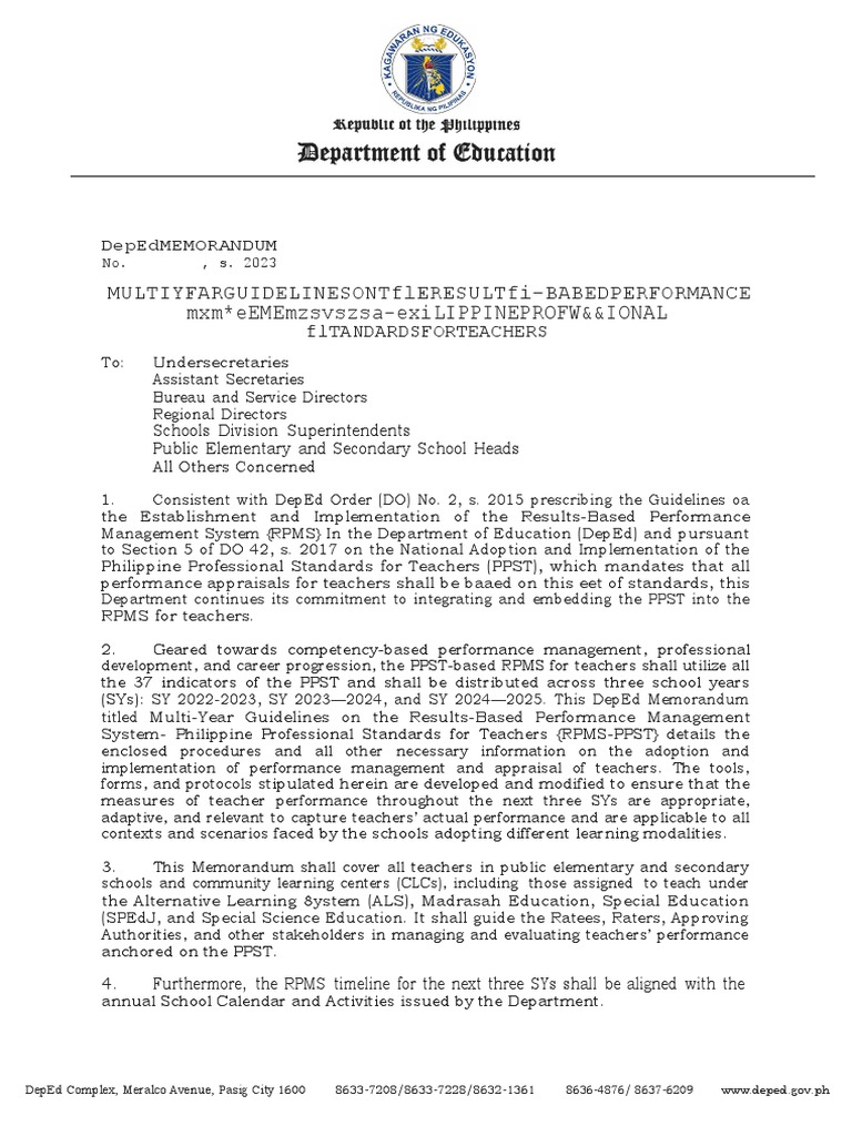 DM s2023 008 Multi Year Guidelines On The Results Based Performance ...