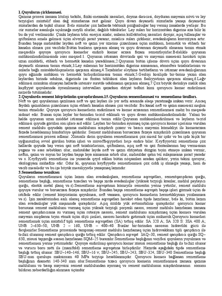 Neft Qaz Quyularının Tamamlanması | PDF