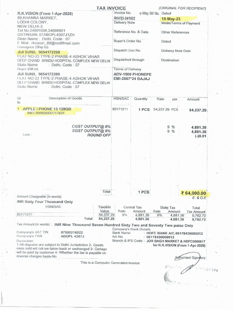 Iphone 13 Invoice | PDF