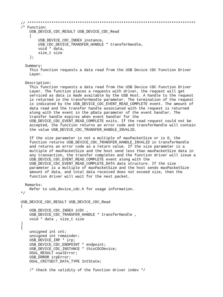 CDC Read&Write | PDF | Parameter (Computer Programming) | Usb