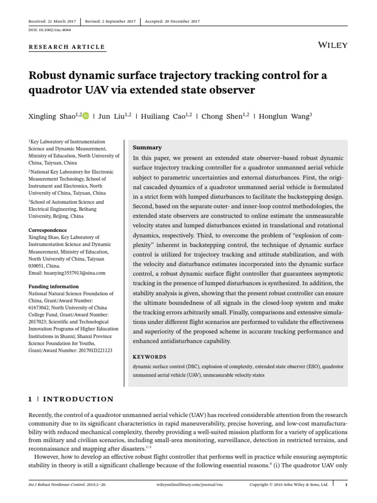 2018 - Shao Et Al. - Robust Dynamic Surface Trajectory Tracking Control ...