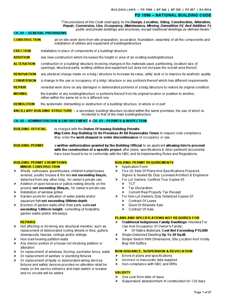 05 Building Laws Summary 11-03-21 | PDF | Stairs | Building Engineering
