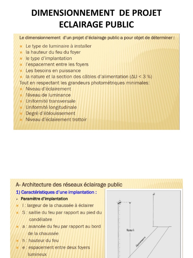 Dimensionnement de Projet Eclairage Public | PDF