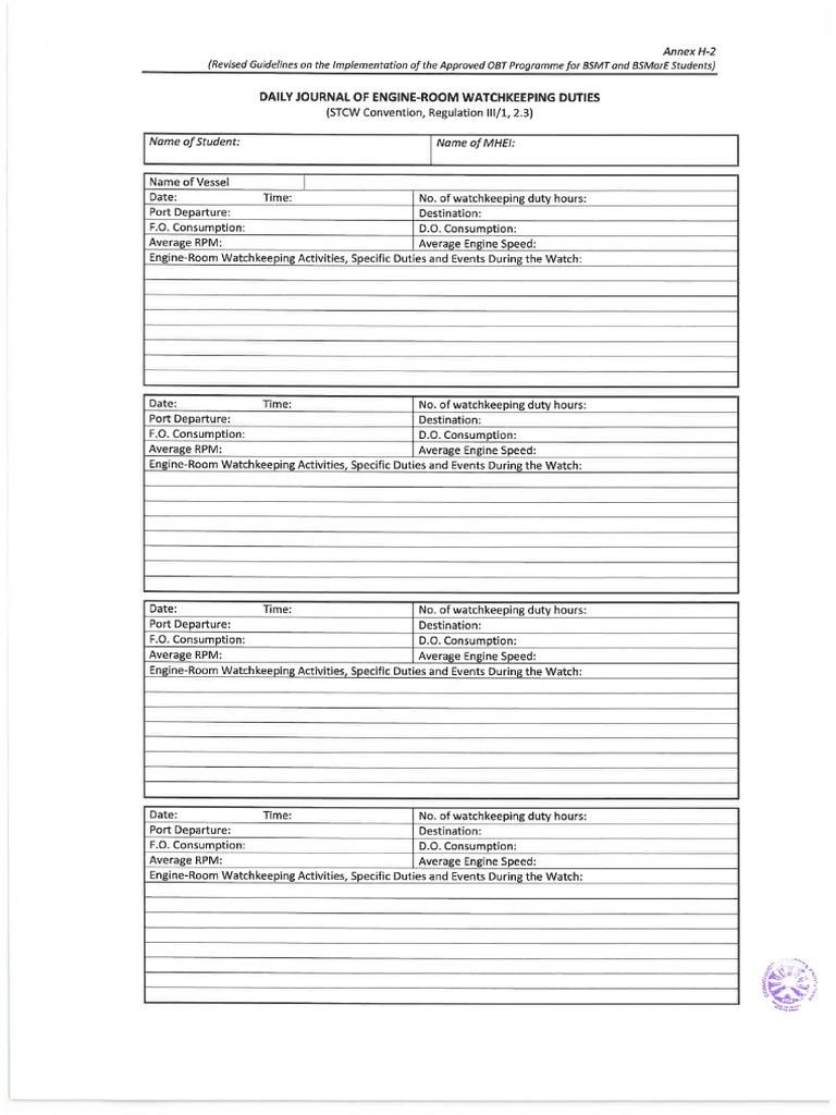 Engine-Room Watch Keeping Duties | PDF