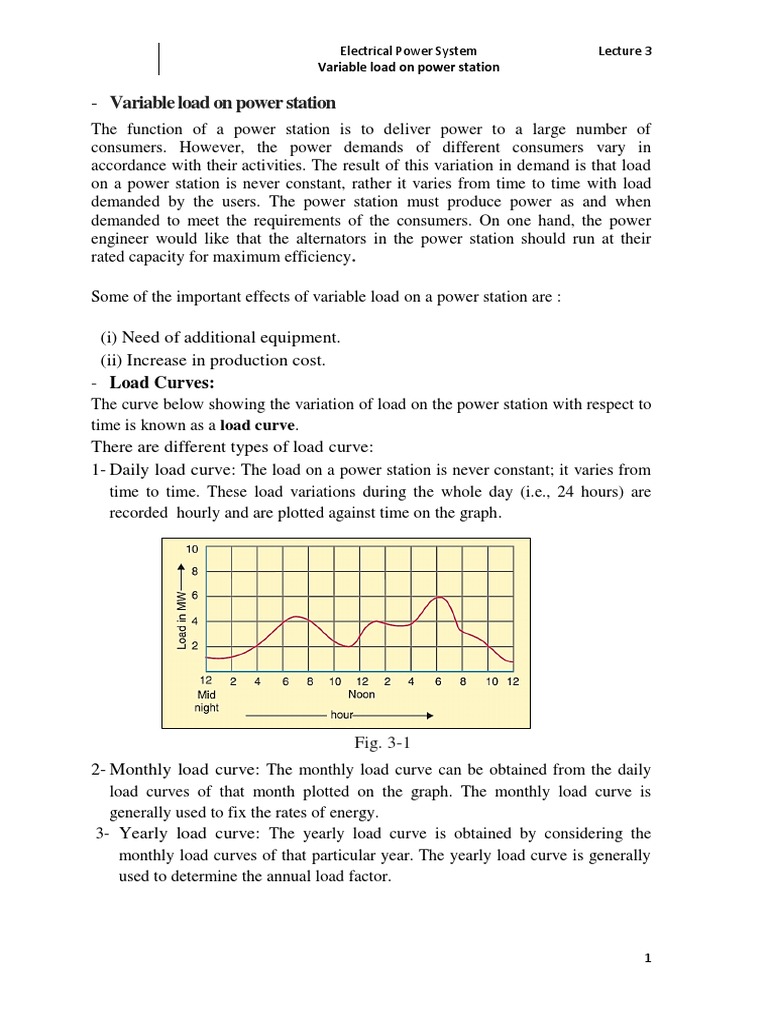 Varaible Load On Power Station | PDF | Power Station | Hydroelectricity