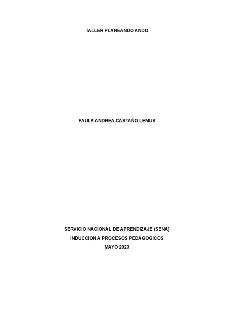 Taller Planeando Ando | PDF | Planificación | Aprendizaje