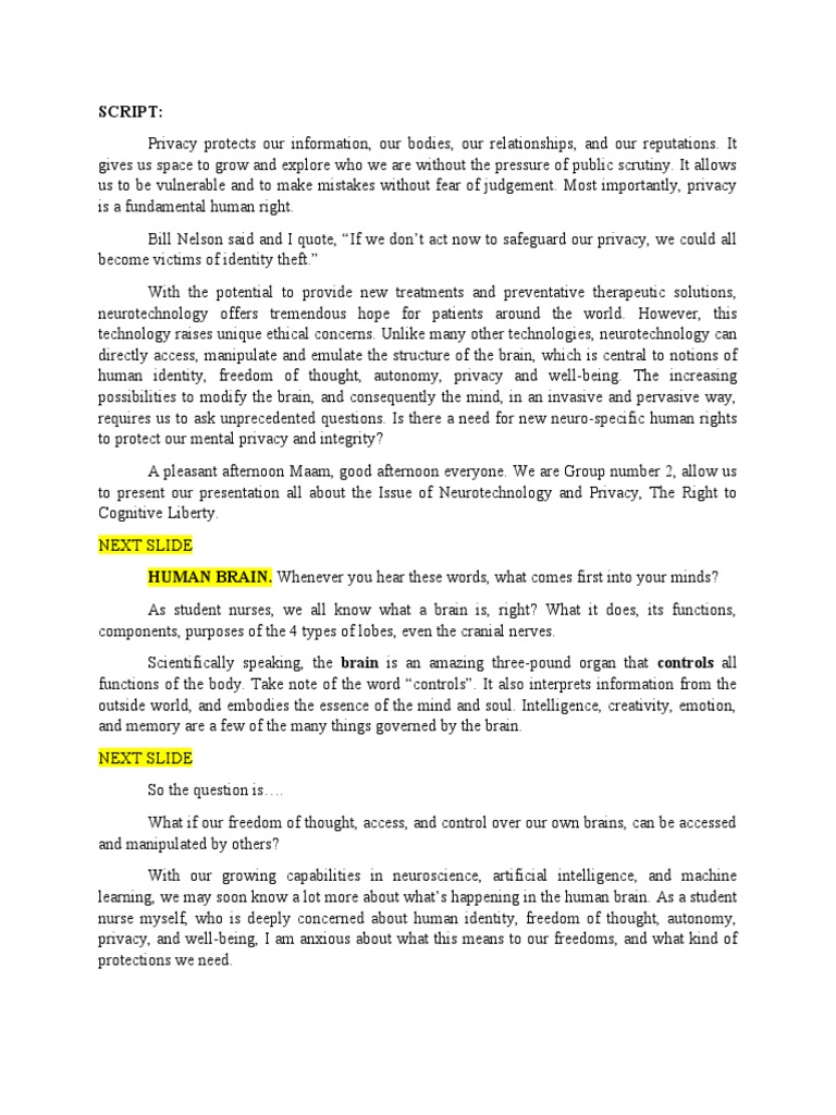Neurotechnology and Cognitive Privacy Rights | PDF | Privacy | Mind