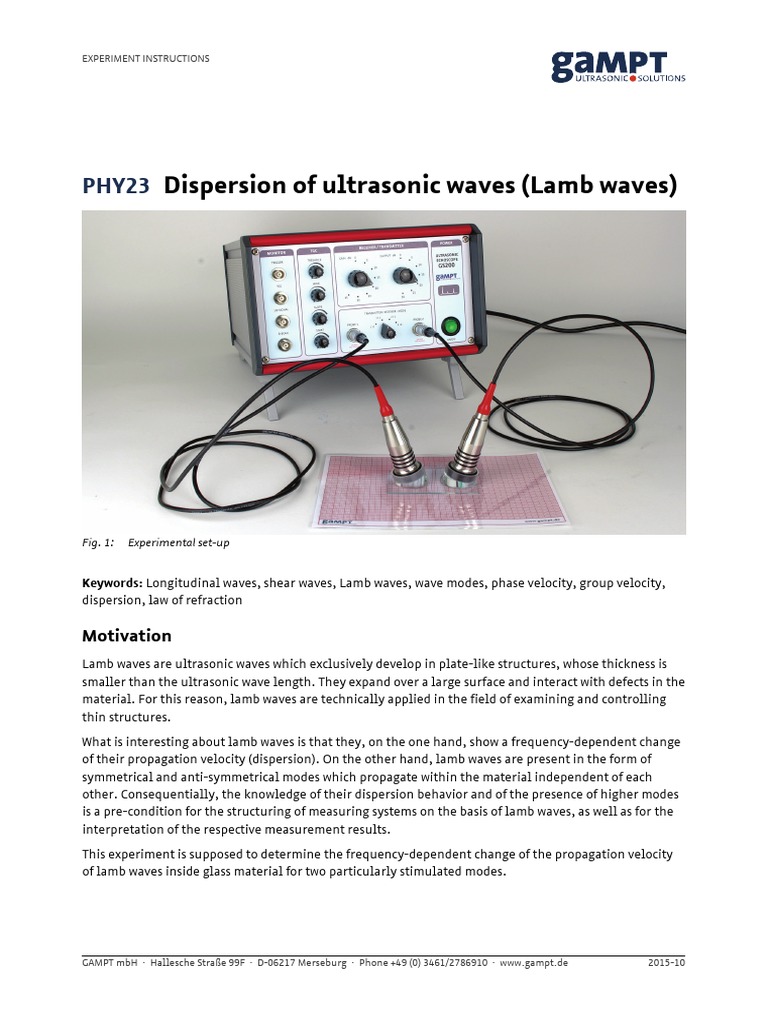 Dispersion of Ultrasonic Waves (Lamb Waves) : Motivation | PDF | Waves | Dispersion (Optics)