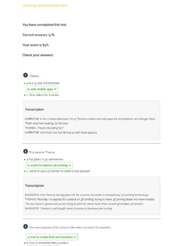 Children New Billionaires b1 Listening Test | PDF