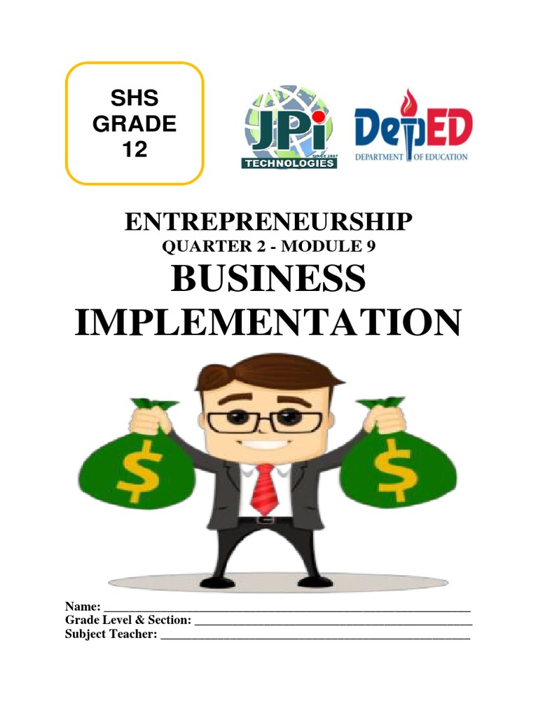 ENTREPRENEURSHIP 12 Q2 M9 Business Implementation | PDF | Expense ...