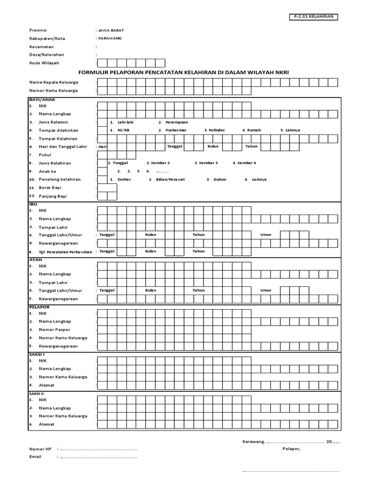 Formulir F-2.01 2022 Akta Kelahiran | PDF | Hukum