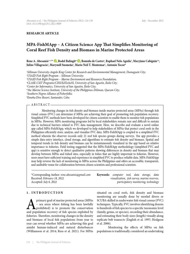 MPA FishMApp A Citizen Science App That Simplifies Monitoring of Coral ...