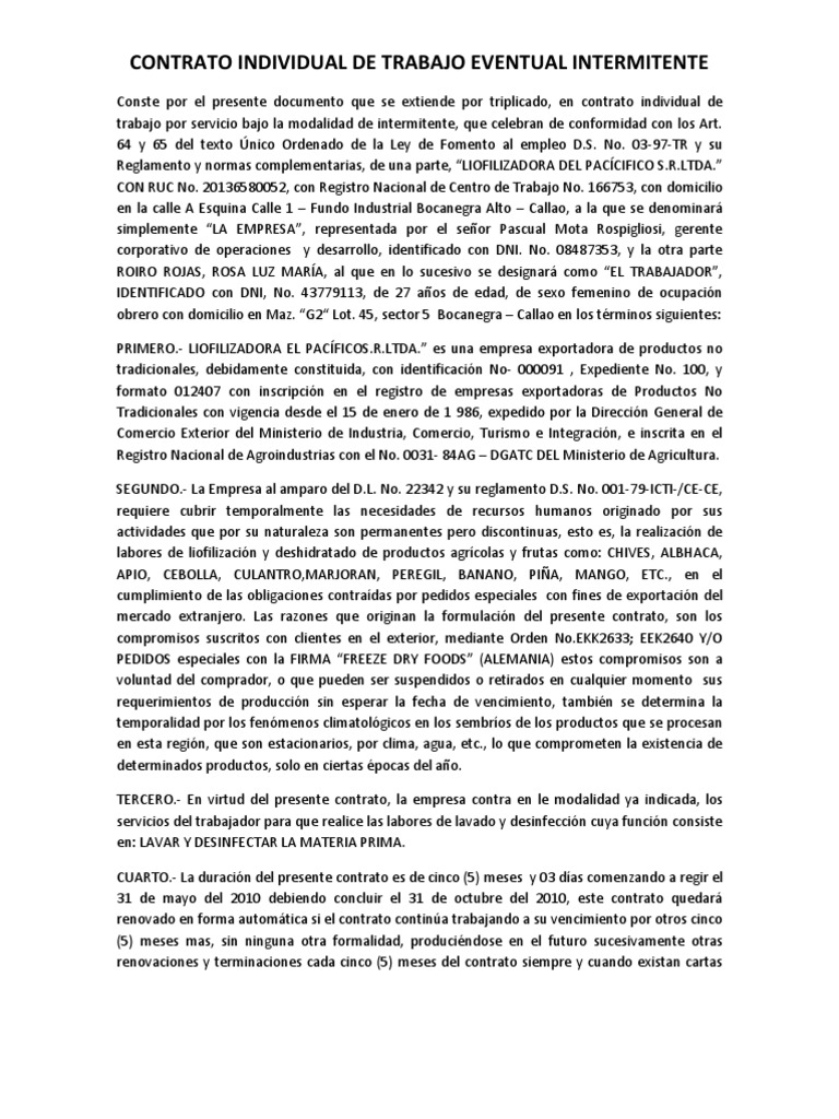 Contrato Intermitente | PDF | Derecho laboral | Business