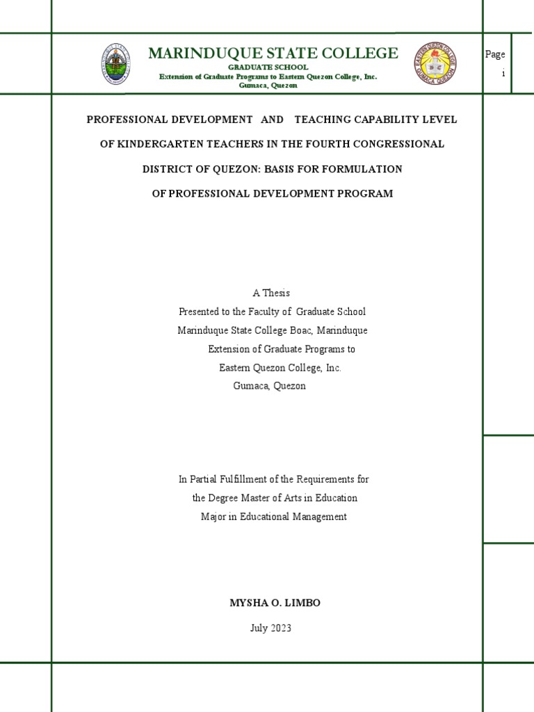 The Professional Development Of Kindergarten Teachers In The Fourth