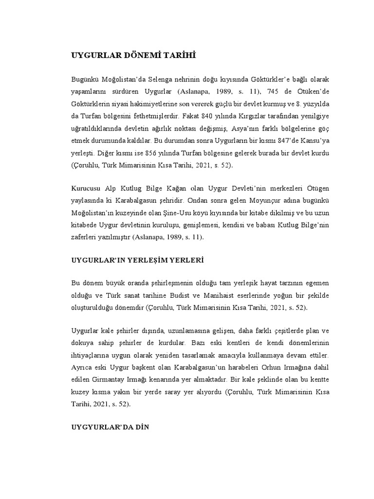 Uygurlar Dönemi̇ Tari̇hi̇ | PDF