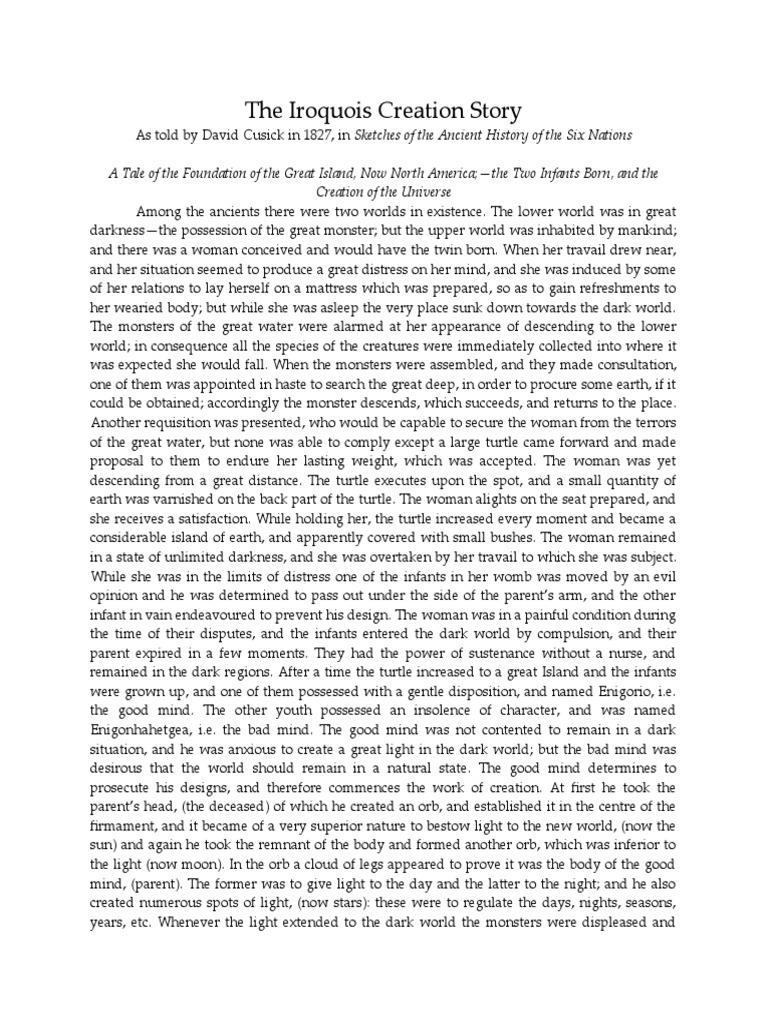 1-The Iroquois Creation Story-NA | PDF | Mind