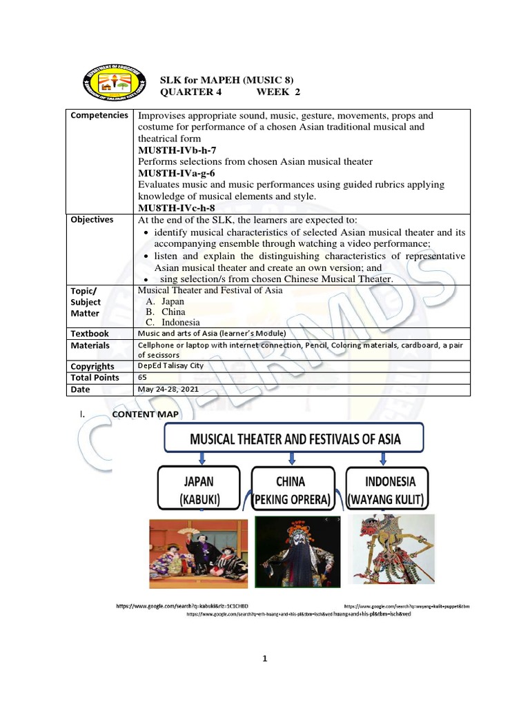 Music 8 - Q4 - Week 2 | PDF | Theatre | Singing