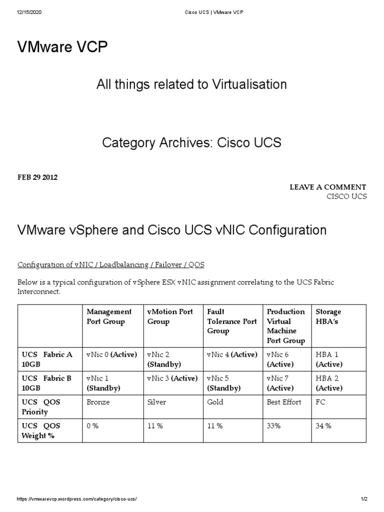 VMware vNIC Setup for Cisco UCS | PDF | Computer Engineering | Computer Science