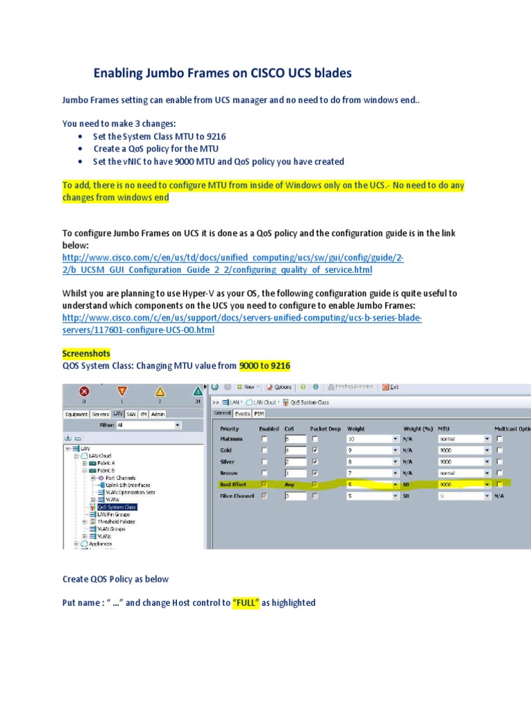 Enabling Jumbo Frames On CISCO UCS Blades | PDF | Business | Technology ...