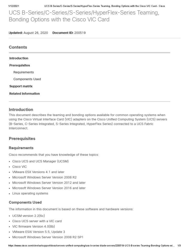 UCS B-Series - C-Series - S-Series - HyperFlex-Series Teaming, Bonding Options With The Cisco ...